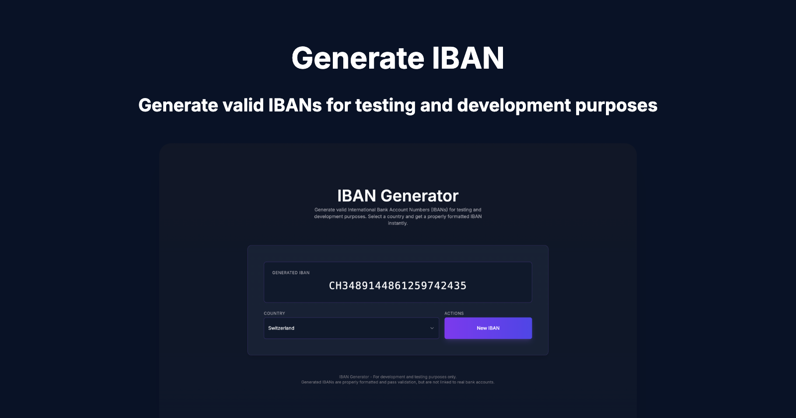 IBAN Generator - Generate Test IBANs for All Countries